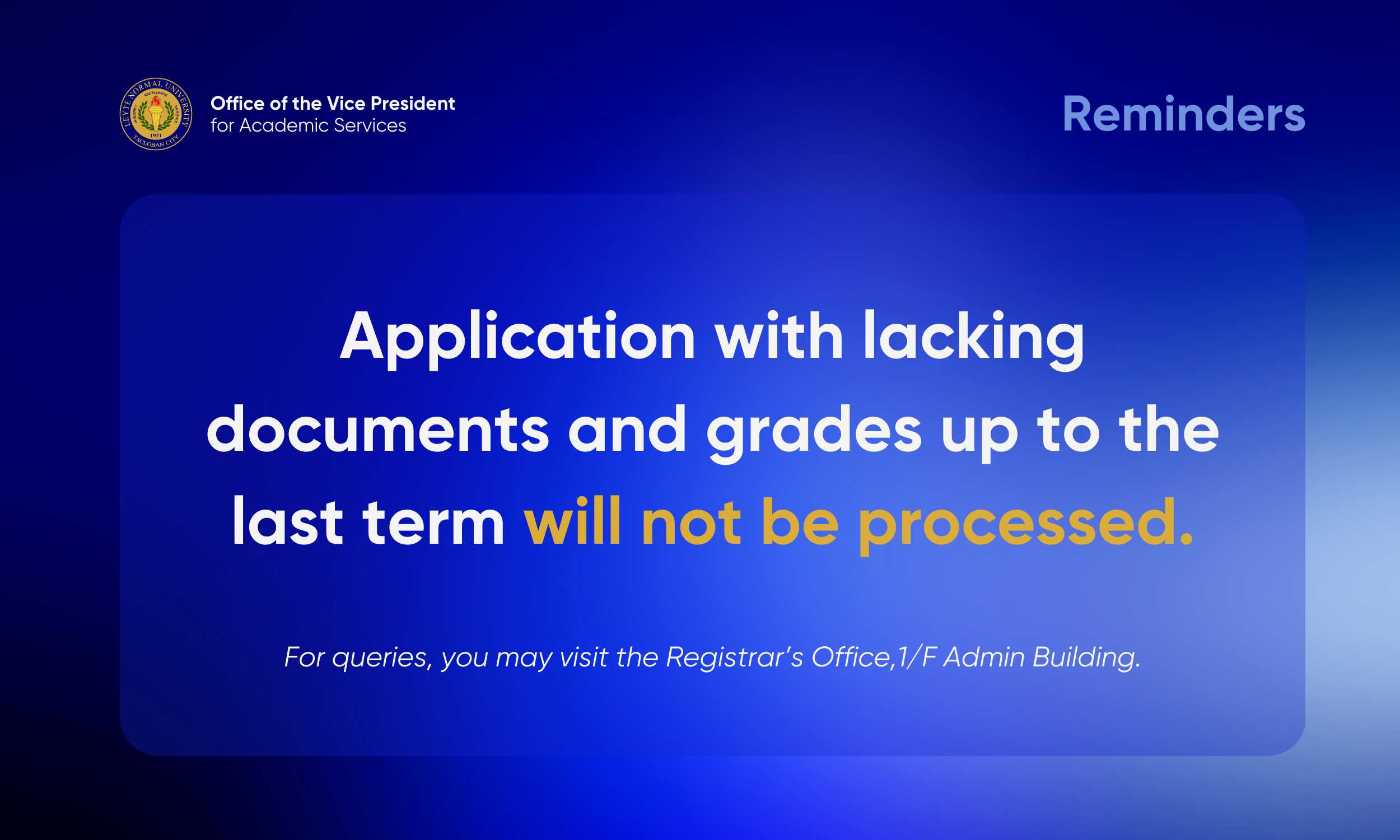 Application for Graduation - Batch 2024 | Leyte Normal University